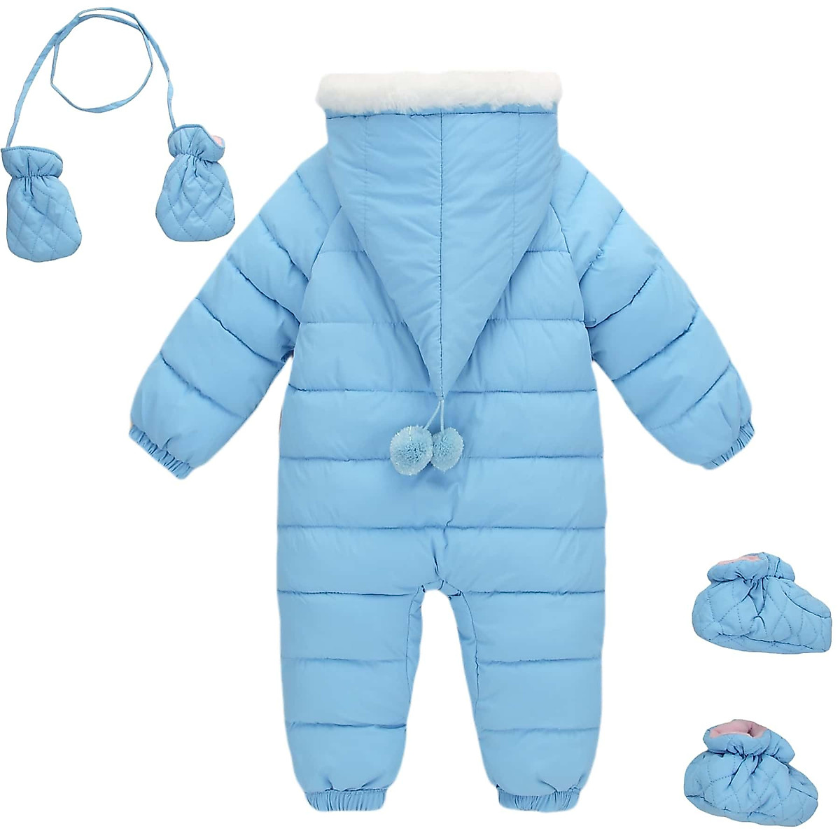 Ohrwurm Baby Boy Winter Fur Hood Snowsuit Coat Toddler Girl Autumn Jumpsuit Kid Clothes for 6-12 Months Blue