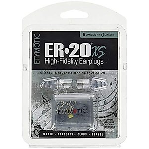 Etymotic Research ER20XS High-Fidelity Earplugs (Concerts, Musicians, Airplanes, Motorcycles, Sensitivity and Universal Hearing Protection) - Standard, Clear Stem/Frost Tips (4 Piece Set)
