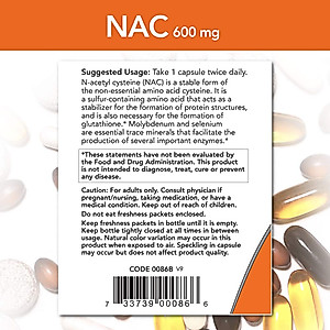 Now Foods Nac-Acetyl Cysteine 600mg, 250 Vcaps (500 (250X2))