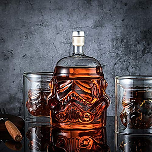 Whiskey Decanter Set Transparent Creative with 2 Glasses,Gifts for Men,Whiskey Flask Carafe Decanter with 4 Whiskey Stones & Tong,Whiskey Carafe for Brandy,Scotch,Vodka,Gifts for Dad,Husband,Boyfriend