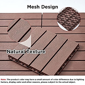 Botabay Plastic Interlocking Deck Tiles, 38 Pack Patio Deck Tiles, 12"x12" Wood Plastic Composite Waterproof Outdoor Patio Floor Decking Tiles, for Porch Poolside Balcony Backyard, Brown