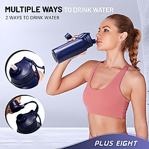 pluseight Sports Water Bottle, Insulated Water Bottle With Straw, Stainless Steel Water Bottle Wide Mouth for Sports, Gym or Office, BPA-Free Keep Cold 24H Hot 12H (Blue, 25 oz)