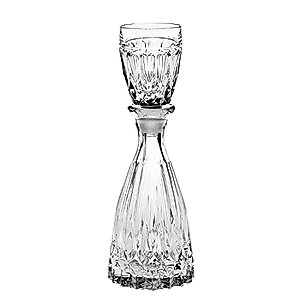 Barski Crystal - Glass -Mouthwash Decanter with 1 oz Cup Stopper - (can use the stopper as a Tumbler) 8" Height - 3 Oz. Decanter - Made in Europe