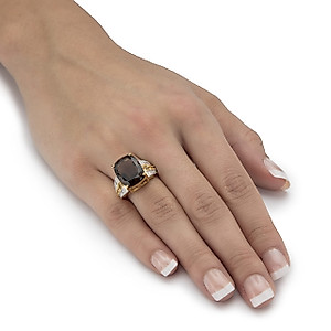 PalmBeach Gold-Plated Sterling Silver Cushion Cut Genuine Citrine or Blue and White Topaz or Smoky Quartz and Citrine Ring Size 7