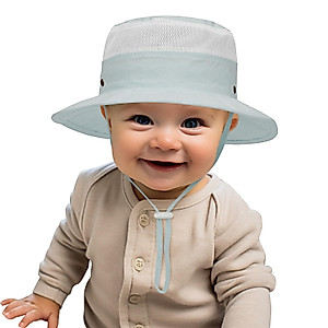 Century Star Baby Sun Hats Summer Beach Hats for Kids UPF 50+ Outdoor Wide Brim Sun Protection Hat Toddler Bucket Cap Blue 0-12 Months
