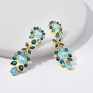 Ross-Simons 24.30 ct. t.w. Tonal Blue Topaz and 2.30 ct. t.w. Iolite Drop Earrings in 18kt Gold Over Sterling