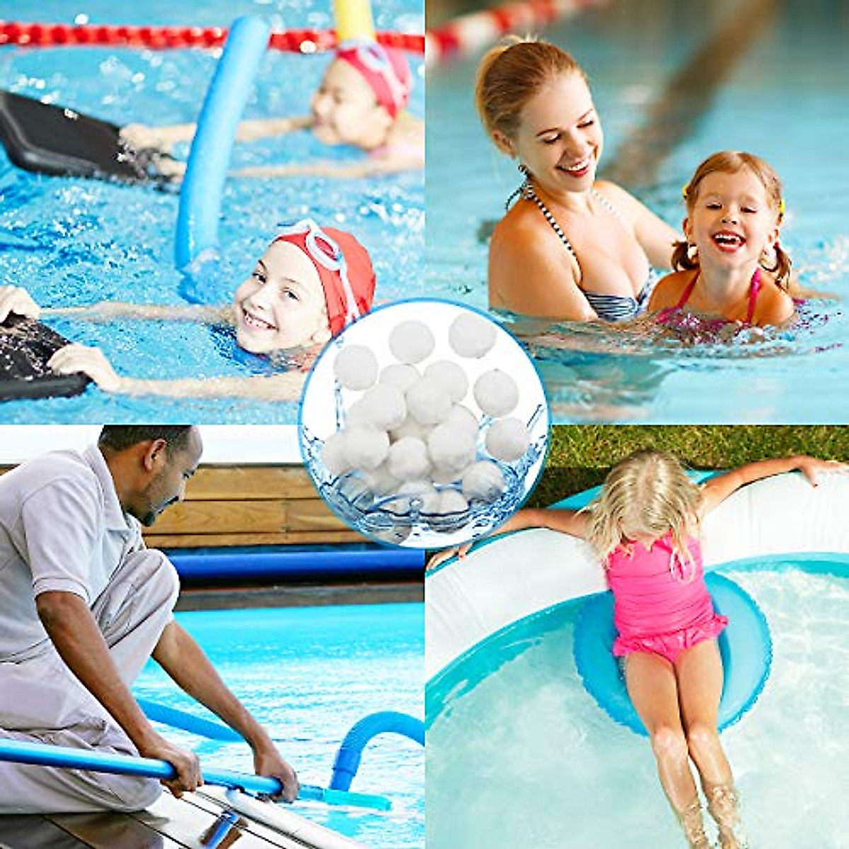 Aitsite 1.5 lbs Pool Filter Balls Eco-Friendly Fiber Filter Media for Swimming Pool Sand Filters (Equals 50 lbs Pool Filter Sand)