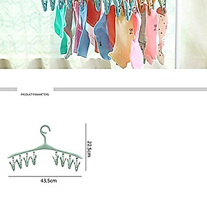Clothes Drying Hanger Rack with 8 Clips, Sturdy Windproof Plastic Laundry Clip and Drip Drying Hanger 360° Rotatable Hook for Drying Socks Bras Underwears Baby Clothes Hats Scarfs Towels and Gloves