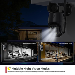 BOAVISION 2K Security Cameras Wireless Outdoor,360° View Dual Lens PTZ WiFi IP Camera Home Security Outdoor AI Human Tracking 8X Zoom 2-Way Audio Color Night Vision