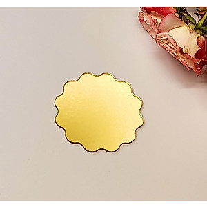 20pcs of Gold Acrylic Wedding Place Card,Mirrored Scallop Place Card,Laser Cut Wavy Circle Acrylic Seating Chart,Acrylic Place Card,Name Place Card (Gold Mirror, 3'')