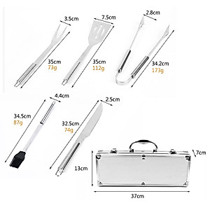 CYXI 5 PCS Barbecue Tool Set with Portable Compact Carry Case,Grill Accessories, Grilling Utensil Kit,for Travel, Picnics, RVs, Camping, BBQs, Parties