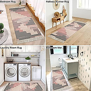 HiiARug Tufted Cotton Area Rug 2'x3' Hand Woven Cotton Rugs with Tassel Boho Area Runner Rugs Throw Rugs for Living Room,Hallway, Entryway, Bathroom,Laundry Room