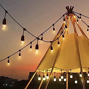 Meidaoduo Outdoor String Lights LED 100FT Heavy-Duty Patio Lights String with 32 Dimmable Shatterproof Plastic Bulbs for Gazebo Pergola Bistro Lights Linkable