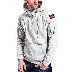 Men's Pullover Winter Workout Thenlian Mens Pure Color Zipper Pullover Long Sleeve Hooded Sweatshirt Tops Blouse(Gray, XXL)