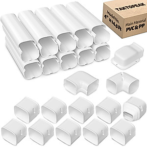 TAKTOPEAK 4" 14.5 Ft Mini Split Line Set Cover, Decorative PVC Line Cover for Mini Split Air Conditioner and Central AC