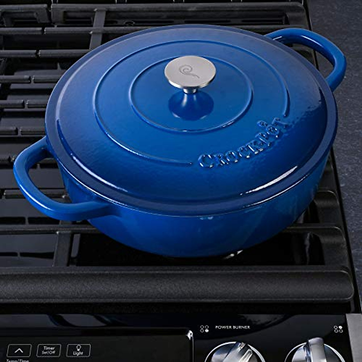 Crock Pot Artisan Enameled Cast Iron Braiser W/Lid, 5 Quart, Sapphire Blue