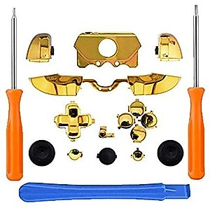 New Thumbsticks Bumpers Dpad Trigger Buttons Set + LB RB LT RT for Xbox One Elite Controller with Tools Chrome Gold