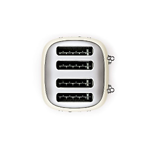 Smeg 50s Retro 4-Slot Toaster TSF03CRUS Bundle with Bamboo Tongs - Cream