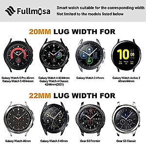 Fullmosa 20mm Leather Watch Band Compatible with Samsung Galaxy Watch 6 40mm 44mm/Galaxy Watch 6 Classic 43mm 47mm,Galaxy Watch 5 40mm 44mm/Pro 45mm,Galaxy Watch 4 40mm 44mm,Dark Blue+Rose Gold Buckle