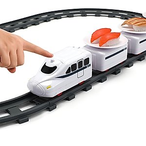 XYBHRC Sushi Train Rotating Table Food Train Battery Powered Electric Train Toy Japanese Sashimi Plates Under Christmas Tree Train Track for Child Days of Week DIY Sushi Making Supplies