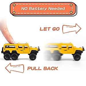 KIDAMI Diecast Toy Trucks 4 Pack Pull Back Toy Cars Openable Doors Off-Road Car Toys Birthday Gift for Boys and Toddlers (Original)