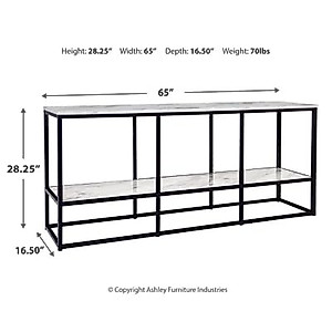 Signature Design by Ashley Donnesta Contemporary Faux Carrara Marble TV Stand Fits TVs up to 62" with Center Shelf, Black & White