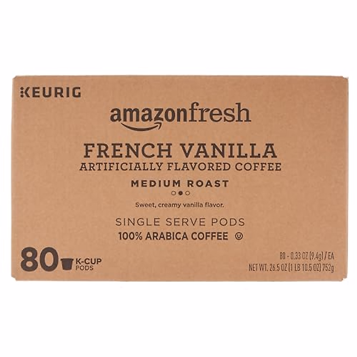 AmazonFresh 80 Ct. K-Cups, French Vanilla Flavored Medium Roast, Keurig K-Cup Brewer Compatible