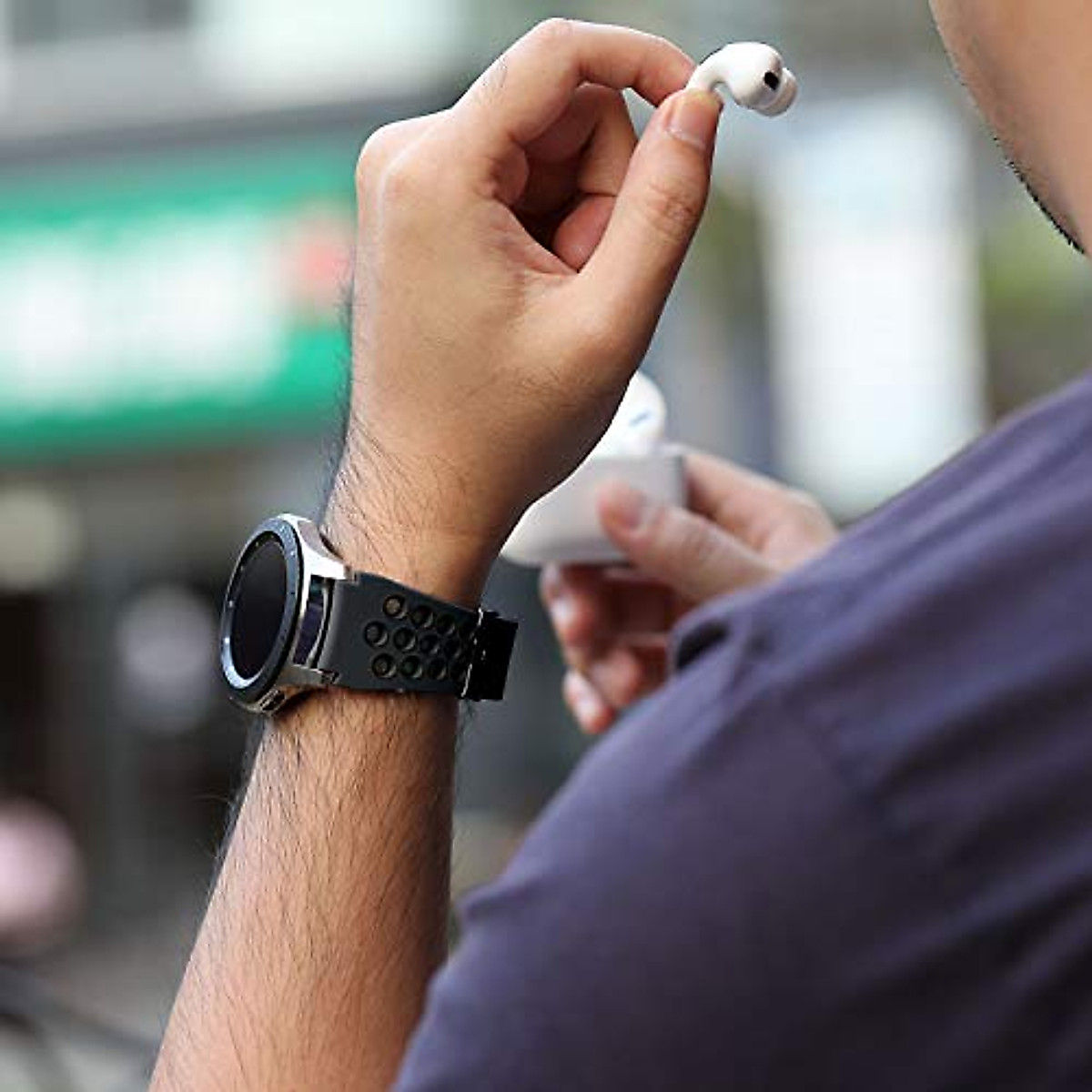 Lerobo 22mm Watch Band Compatible with Samsung Galaxy Watch 46mm/Galaxy watch 3 45mm/Gear S3 Classic/Frontier,22mm Soft Silicone Breathable Watch Strap Wristband for Women Men,(Anthracite Black)