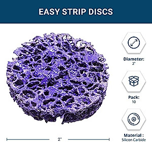 Benchmark Abrasives 2" Quick Change Non Woven Nylon Extra Coarse Strip Discs for Sanding Polishing Paint Removal with Male R-Type Backing Use with Die Grinder - (10 Pack)