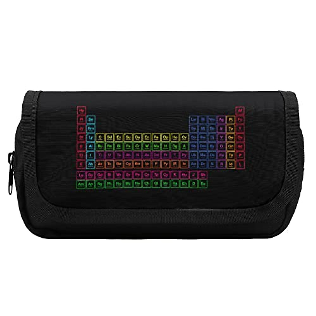 Rainbow Chemical Element Pencil Case with Two Large Compartments Pocket Big Capacity Storage Pouch Pencil Bag for School Teen Adult