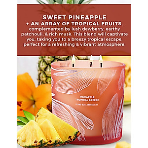 Pineapple Tropical Breeze 3 Wick Candle Large - Highly Scented Candle for Home 14.5 oz - Soy Candle - Home Fragrance Candles - Aromatherapy Relaxing Candle - Pineapple Paradise Candle for Men & Women