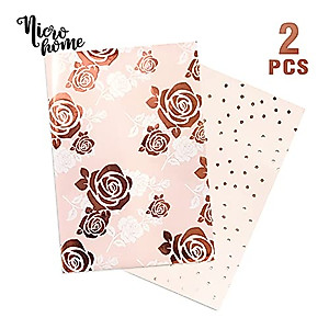 NICROHOME Metallic Rose Gift Wrapping Paper, 2PCS 20 X 28 Inch Pink Tissue Paper for Packaging, Floral Wrapping Paper with Modern Gold Polka Dot for Wedding, Birthday, DIY Craft
