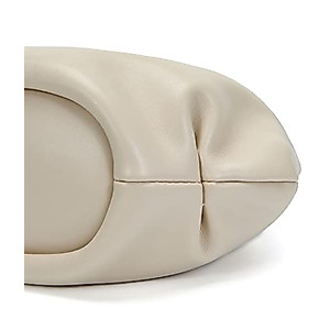 Pettata Chic Top Handle Bag for Women Small Ruched Hobo Handbag Beige Soft Faux Leather Tote Bags Purse