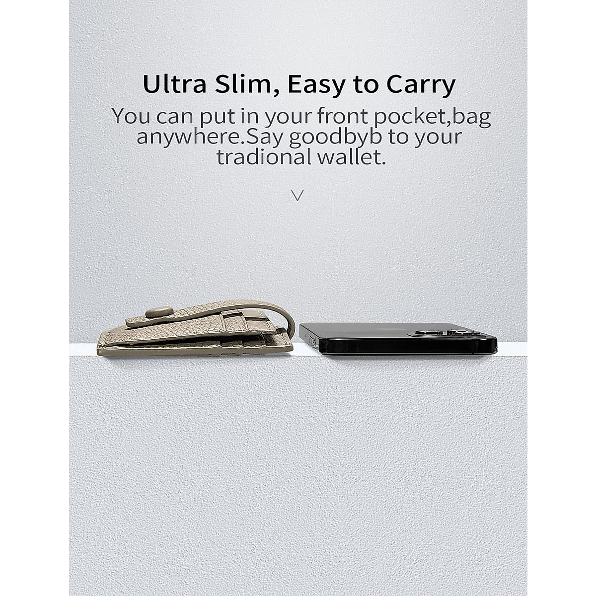 Small Wallets for Women Leather Credit Card Holder Pocket Purse (Khaki)