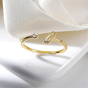 Letter Rings for Women, Twenty Six English Letter Open Ring, Alphabet Rings Letter A to Z, Statement Alphabet Rings, Adjustable Open Ring for Women Teens (N,Golden)
