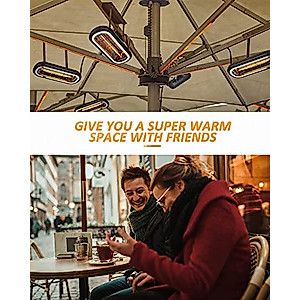 KUTON Outdoor Electric Heater, 1500W Infrared Patio Heater, Standing Indoor Heater with Telescopic Tripod, Tip-Over & IP65 Waterproof For Garage Backyard, Angle Adjustable, YD-SH-B