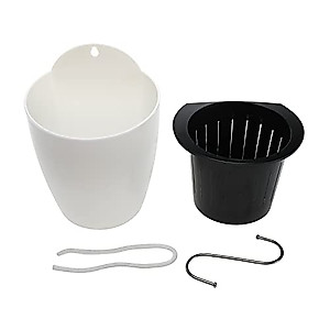Mono-gatari 7 Pack Self Watering Hanging Planters White Plastic Wall Hanging Planter Pot with 7 Hooks 5 Inch Lazy Flower Pot Succulent Plants for Indoor Outdoor Garden Fence, Porch, Wall(5Inch)
