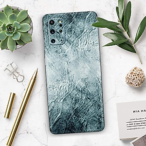 DesignSkinz Grungy Teal Wavy Abstract Surface Protective Vinyl Decal Wrap Skin Cover Compatible with The Samsung Galaxy S20 (Screen Trim & Back Glass Skin)