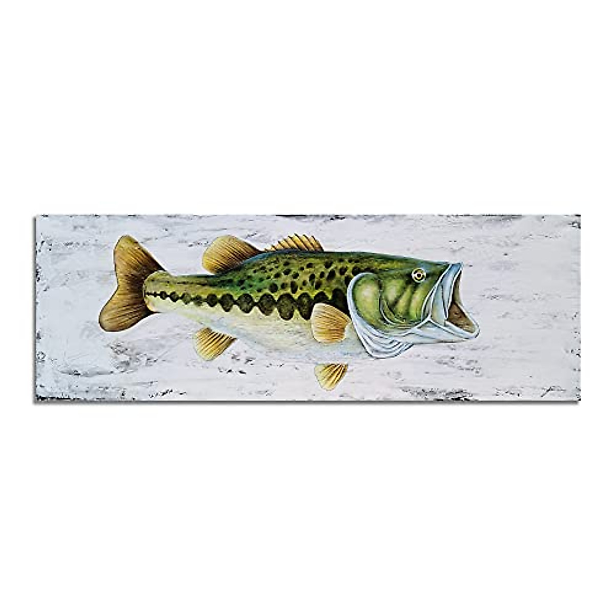 YHSKY ARTS Coastal Canvas Wall Art with Textured - Large Mouth Fish Paintings, Modern Abstract Marine Life Pictures for Living Room Bedroom Bathroom Decor
