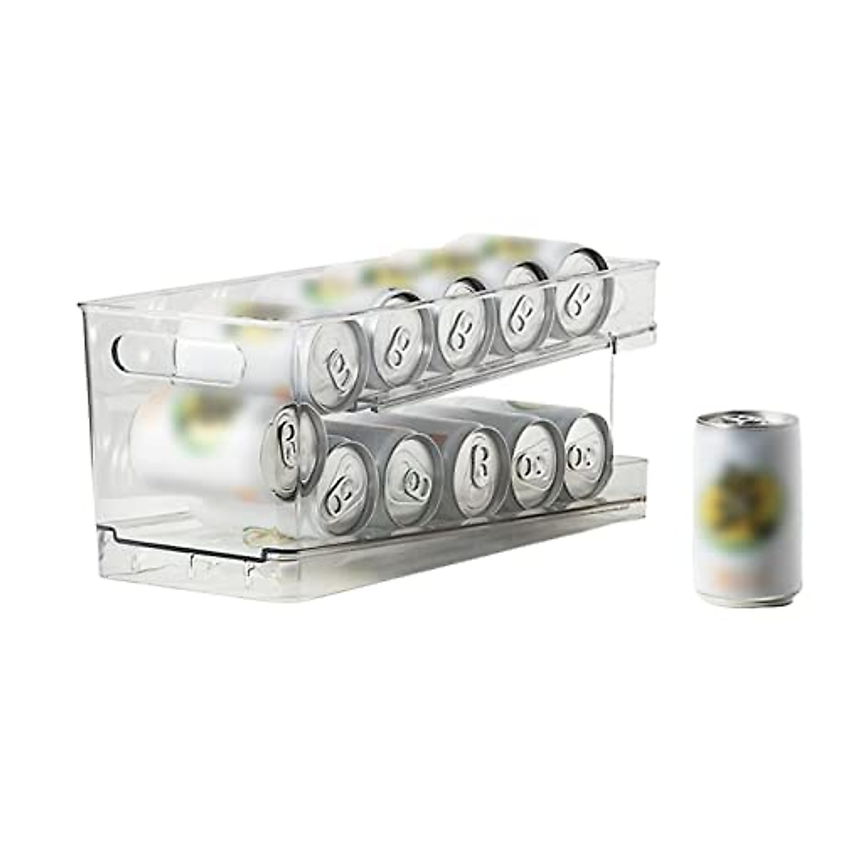 Rolling Can Organizers for Pantry, Soda Can Organizer for Refrigerator,Transparent Can Dispenser for Beer Soda Drink Organizer for Fridge Pantry