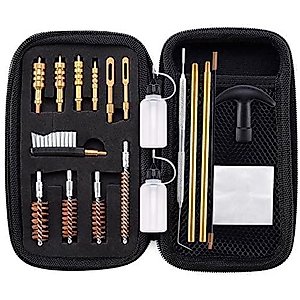 BOOSTEADY Universal Handgun Cleaning kit .22,.357,.38,9mm,.45 Caliber Pistol Cleaning Kit Bronze Bore Brush and Brass Jag Adapter