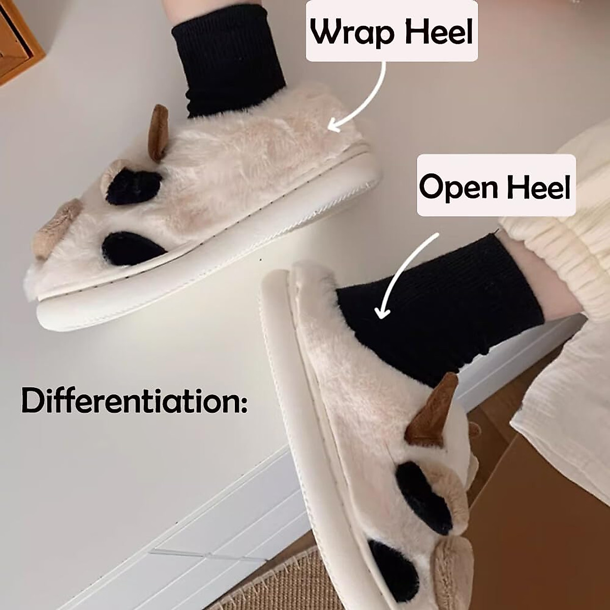 dubuto Kids Slippers, Cute Cow Slipper for Girls Boys, Animal Slippers Cozy Anti-slipe Soft Plush Warm Cozy Home House Slippers for Toddler Kids