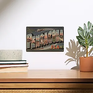 Lantern Press 6x9 Inch Wood Sign, Ready to Hang Wall Decor, Greetings from Pensacola, Florida (Airplanes)