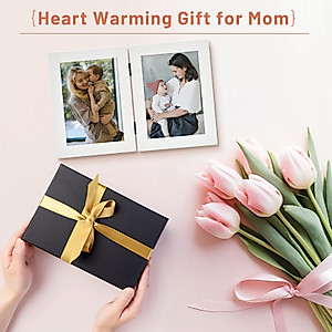 Golden State Art, 5x7 Double Picture Frame Vertical Hinged Photo Frame 2 Opening Folding Family Frames Collage, with Real Glass (5x7, White, 1-Pack)