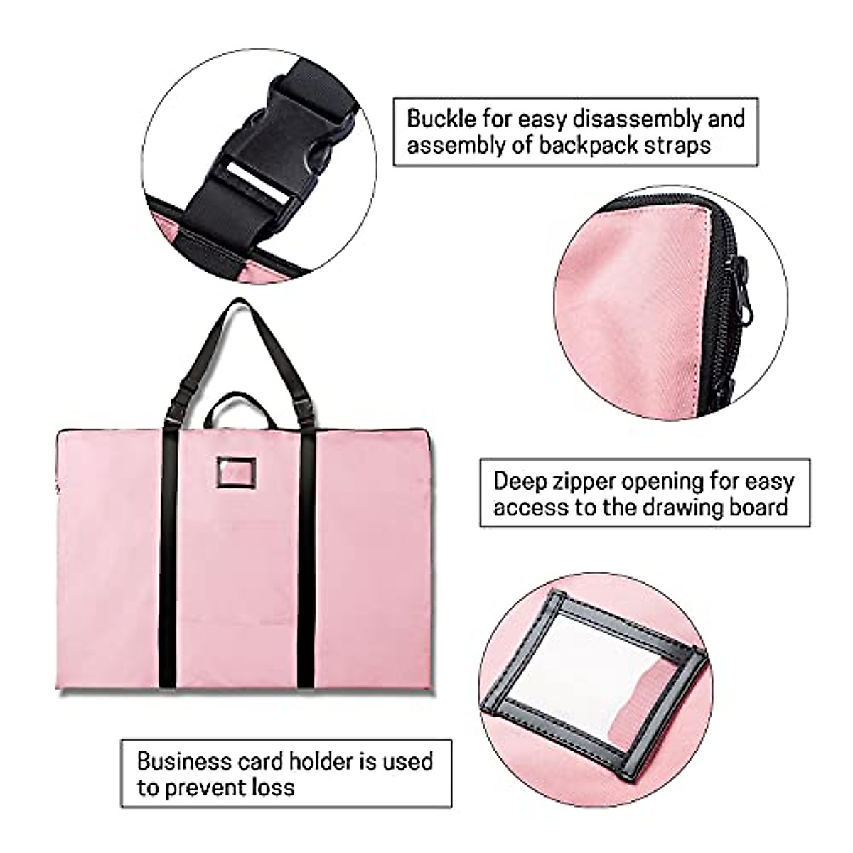 Large Size Art Portfolio Bag with Nylon Shoulder, 24 x 36 inches Light Weight Poster Storage Bag Board Holder with Handle and Zipper for Poster, Sketching and Drawing