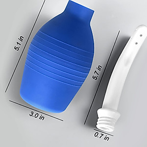 Douche Enema Bulb for Men or Women - with Anti Back-Flow and 8 Shower Holes, Easy to Clean and Reusable Douche Cleaner (10 oz) (blue)
