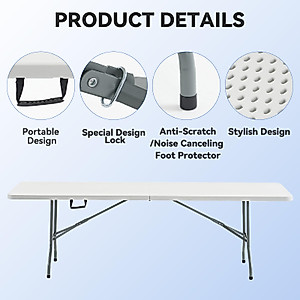 Nazhura 4 Foot Foldable/Folding Table Heavy Duty, Durable and Portable for Dining Picnic and Party