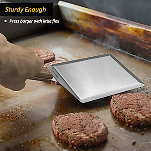 Extra Wide Spatula, Large Metal Spatula with Full Tang Wooden Handle & Beveled Edges for Skillets, Griddles & Grills, Pancake Flipper Spatula, Smash Burgers Spatula, 6 x 5-inches