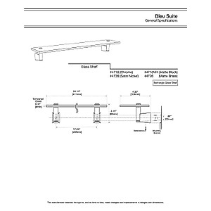 Gatco 4716 Bleu Glass Shelf, Chrome