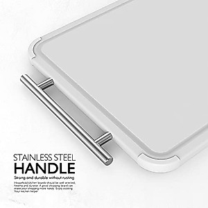 Cutting Boards for Kitchen – Large Plastic Kitchen Cutting Board, Dishwasher Safe Thick Chopping Board with Juice Grooves, for Meat, Fruits, Veggies, Easy Grip Handle, Non-Slip (White)